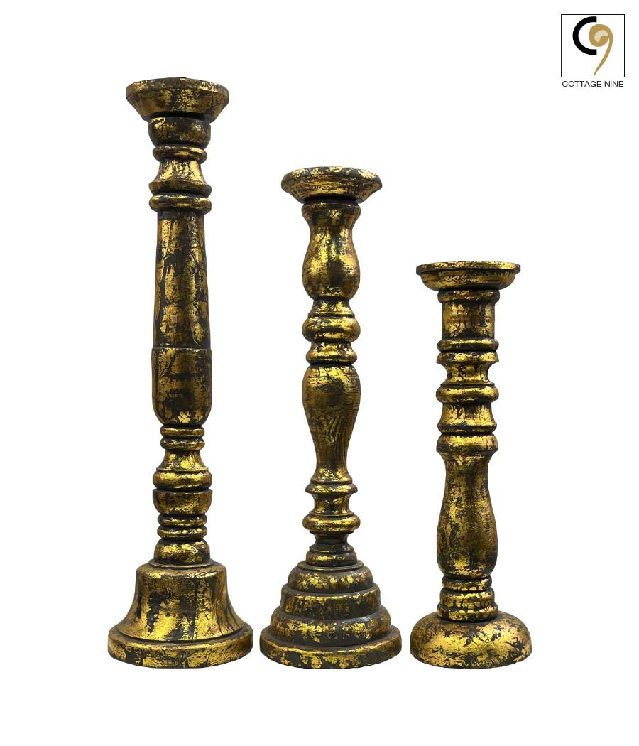 Rustic Wooden Candle Stand Set | Candle Holders | Cottage9