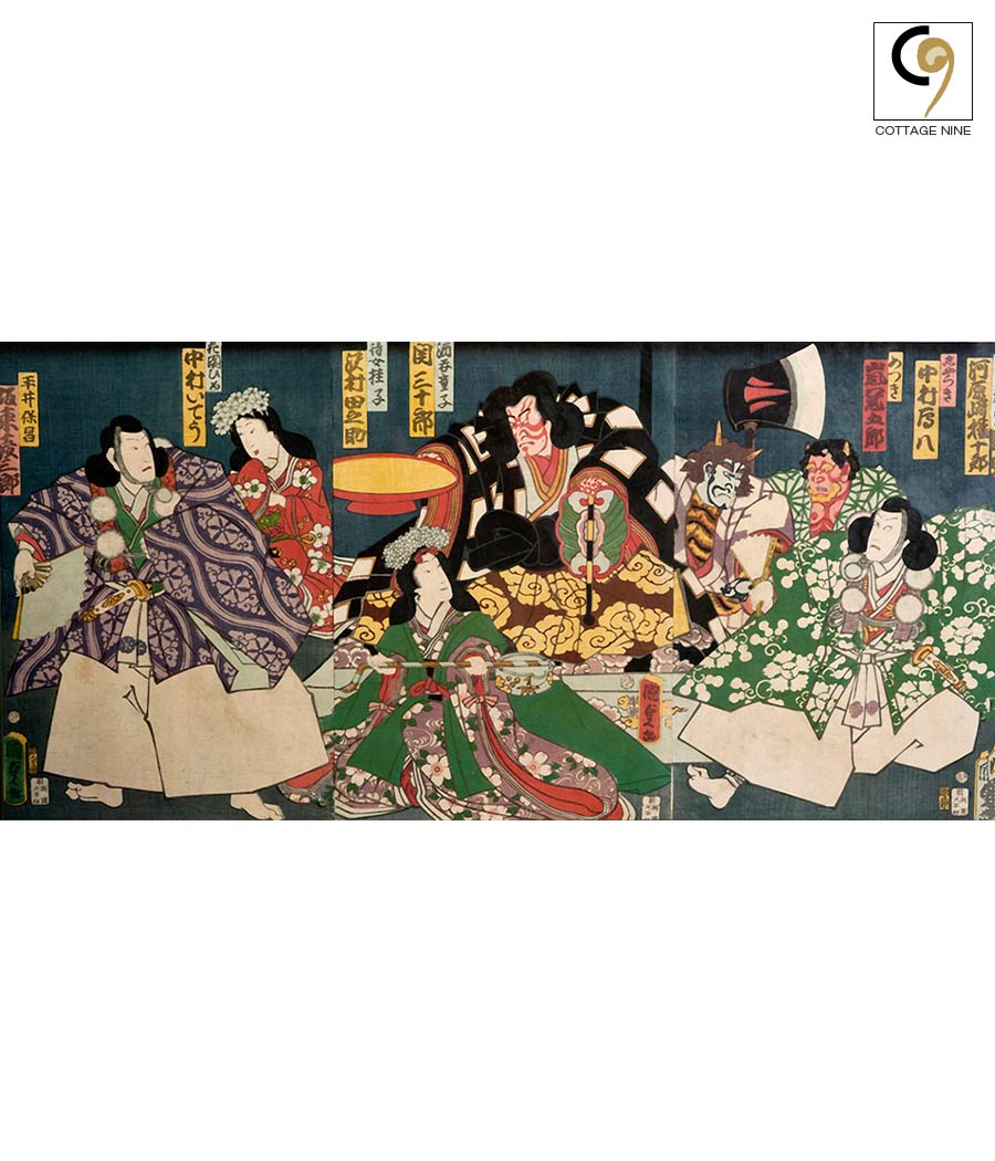 Raiko at the Demon Shuten Doji's Lair - Japanese Woodblock Print