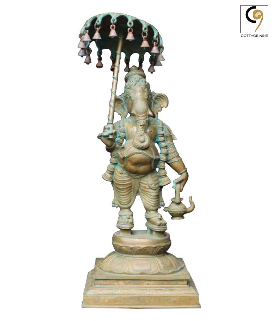 Traditional Chola Bronze Statue of Mappillai Ganesha | Cottage9