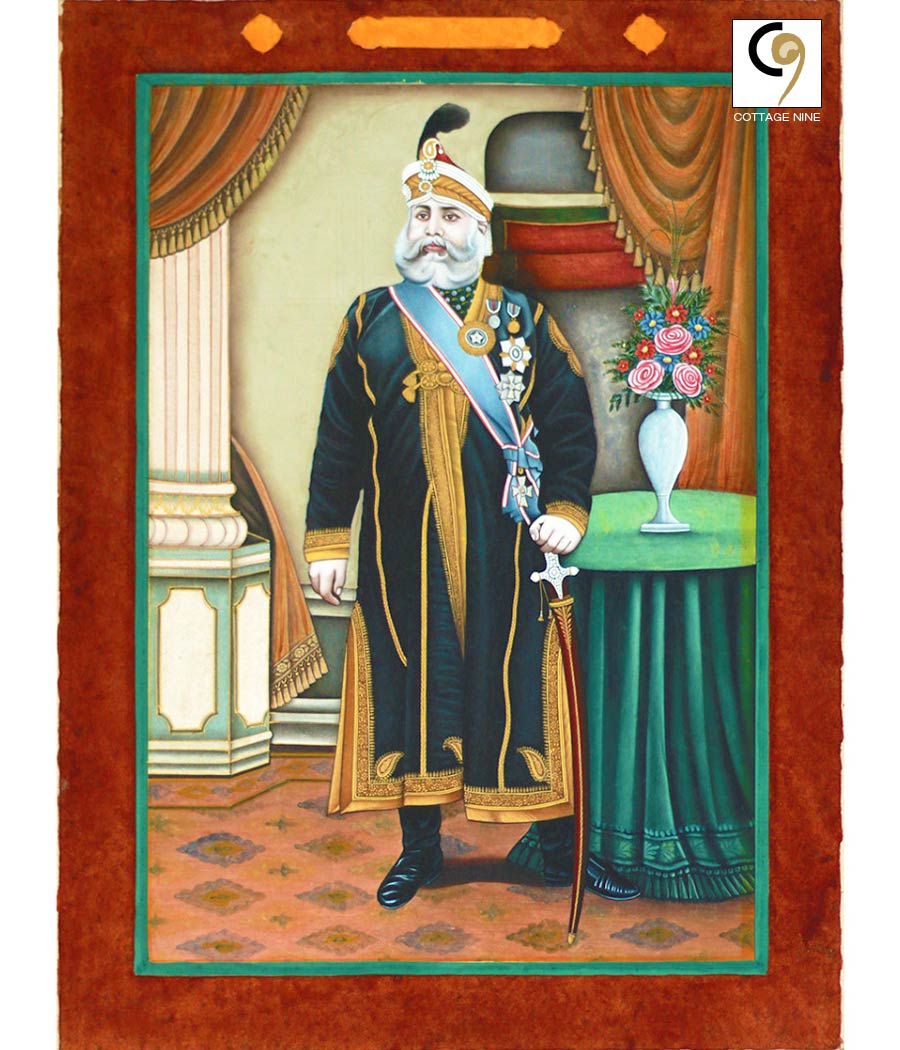 Royal Portrait of Raja Dahir in Watercolor | Madhav Singh Painting