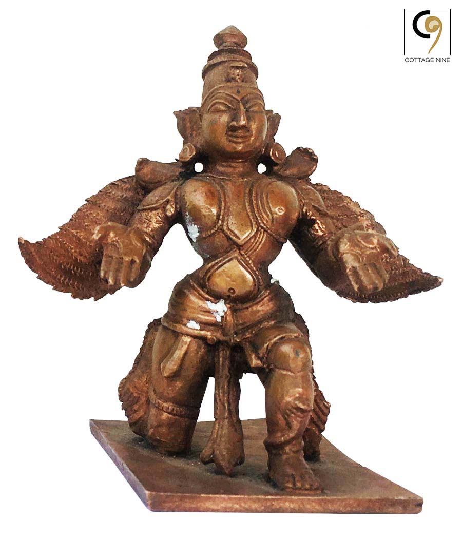 Exquisite Miniature Seated Garuda Copper Idol For Sale | Cotatge9