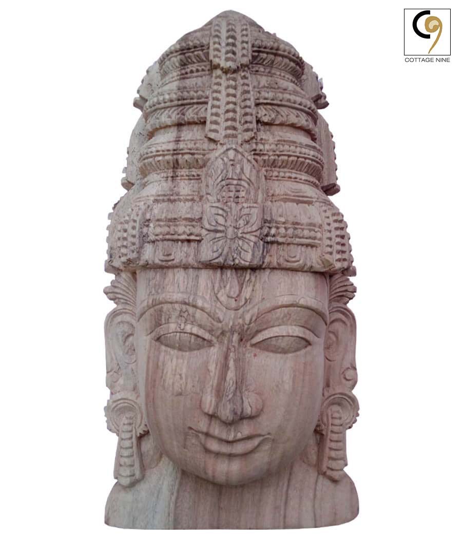 Wood Carved Face of a Devata