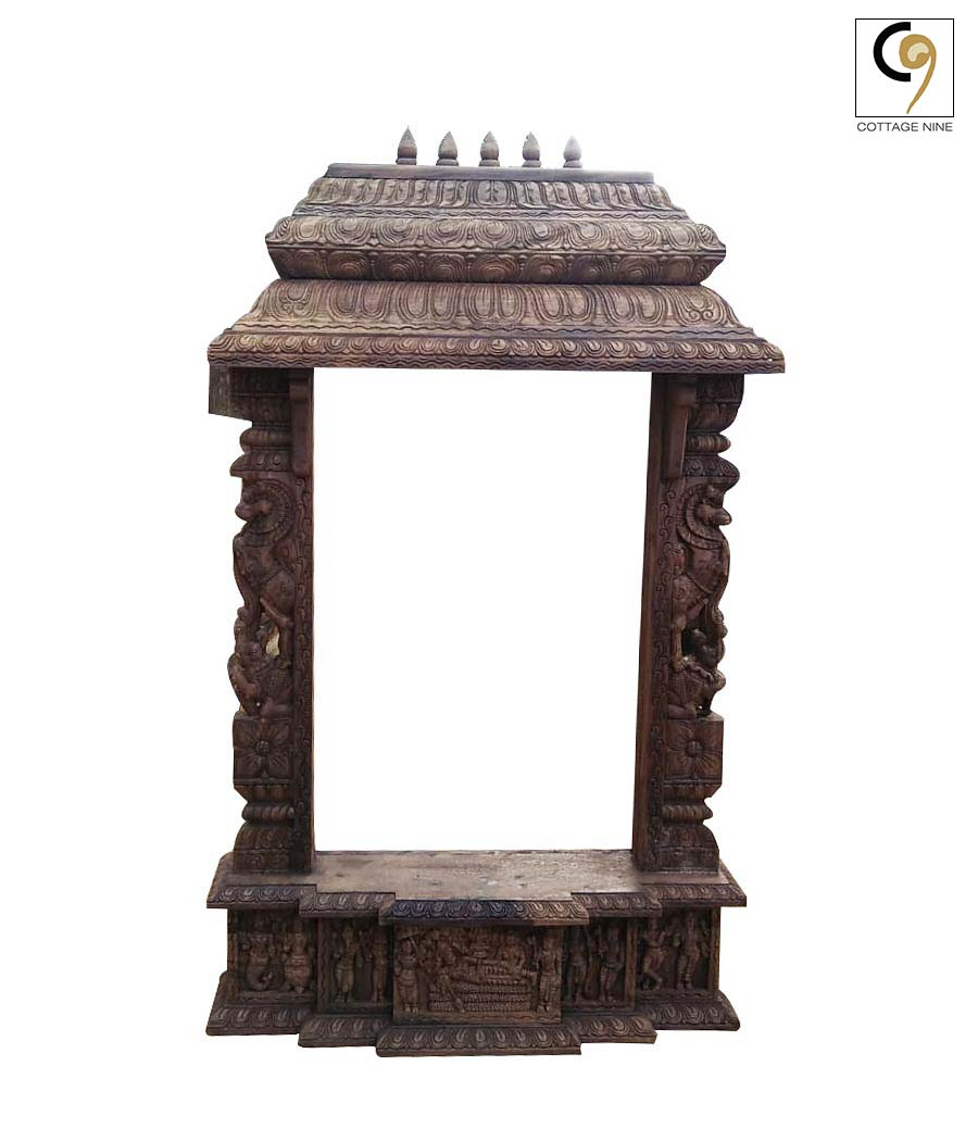 Intricately Carved Wood Temple | Handcrafted Temples - Cottage9