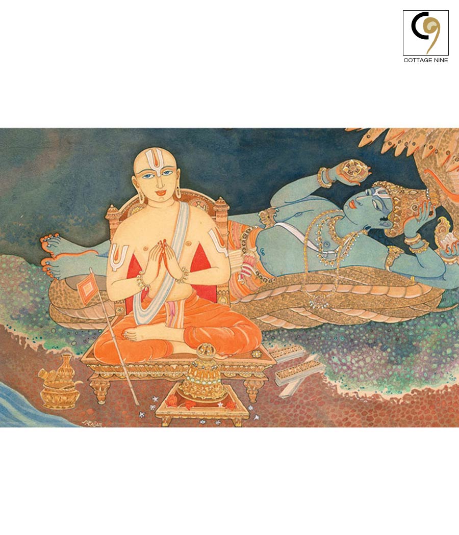 Buy S Rajam's Art Print of Saint Ramanuja and Vishnu | Cottage9