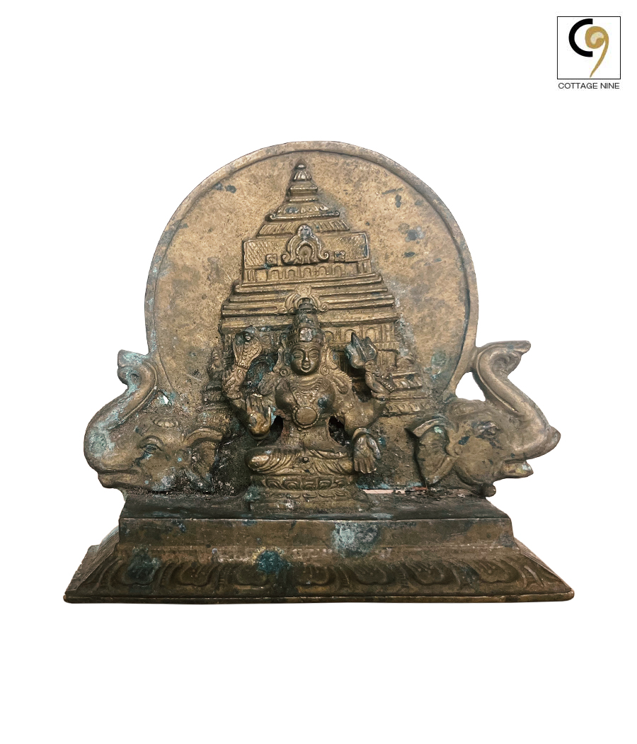 Buy Small Brass Statue of Maheshwari Devi with Temple Backdrop