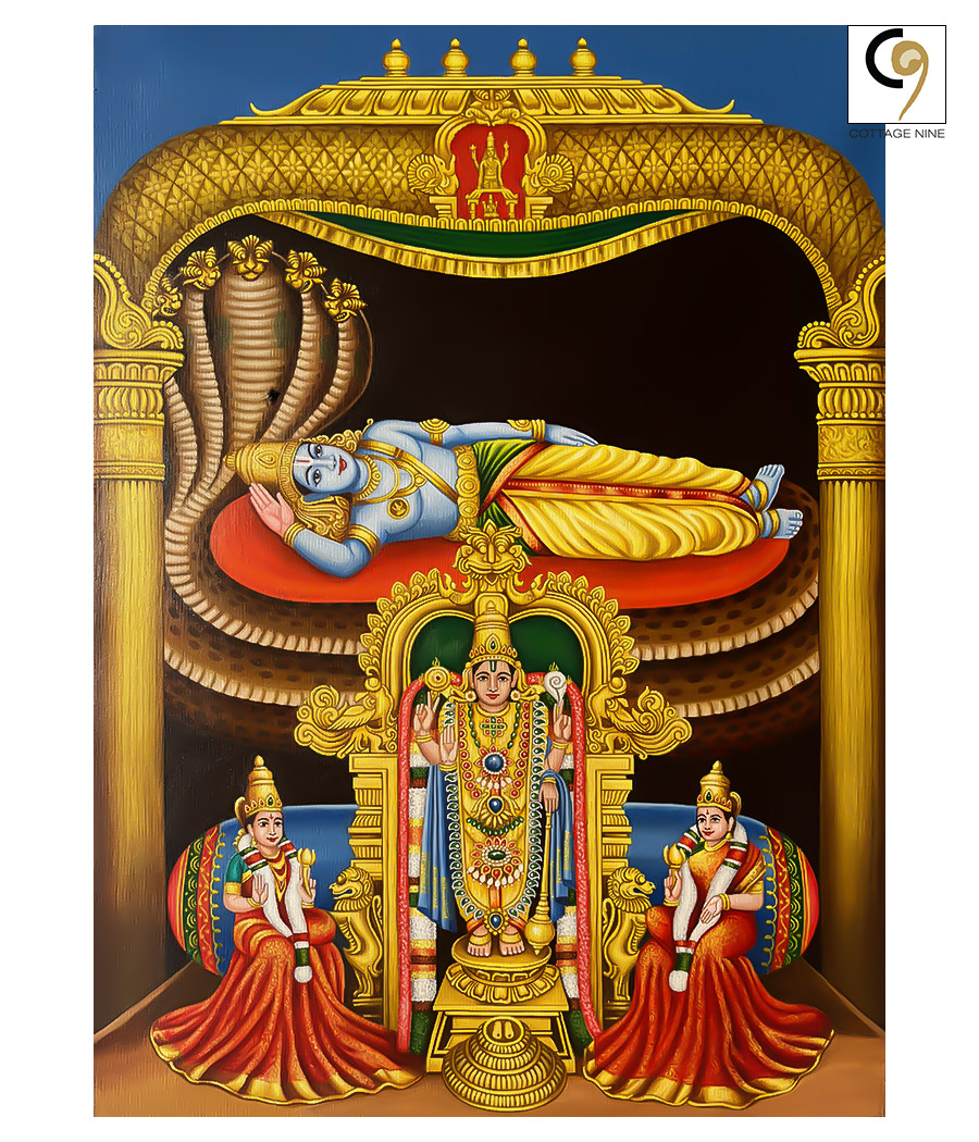 Oleograph of an Original Painting of Sri Ranganatha Vishnu of Srirangam