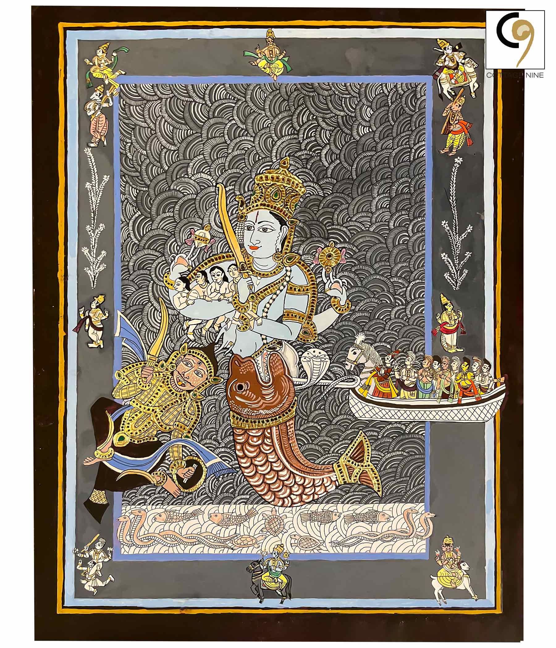 Buy Divine Matsya Avatara Painting Online | Cottage9