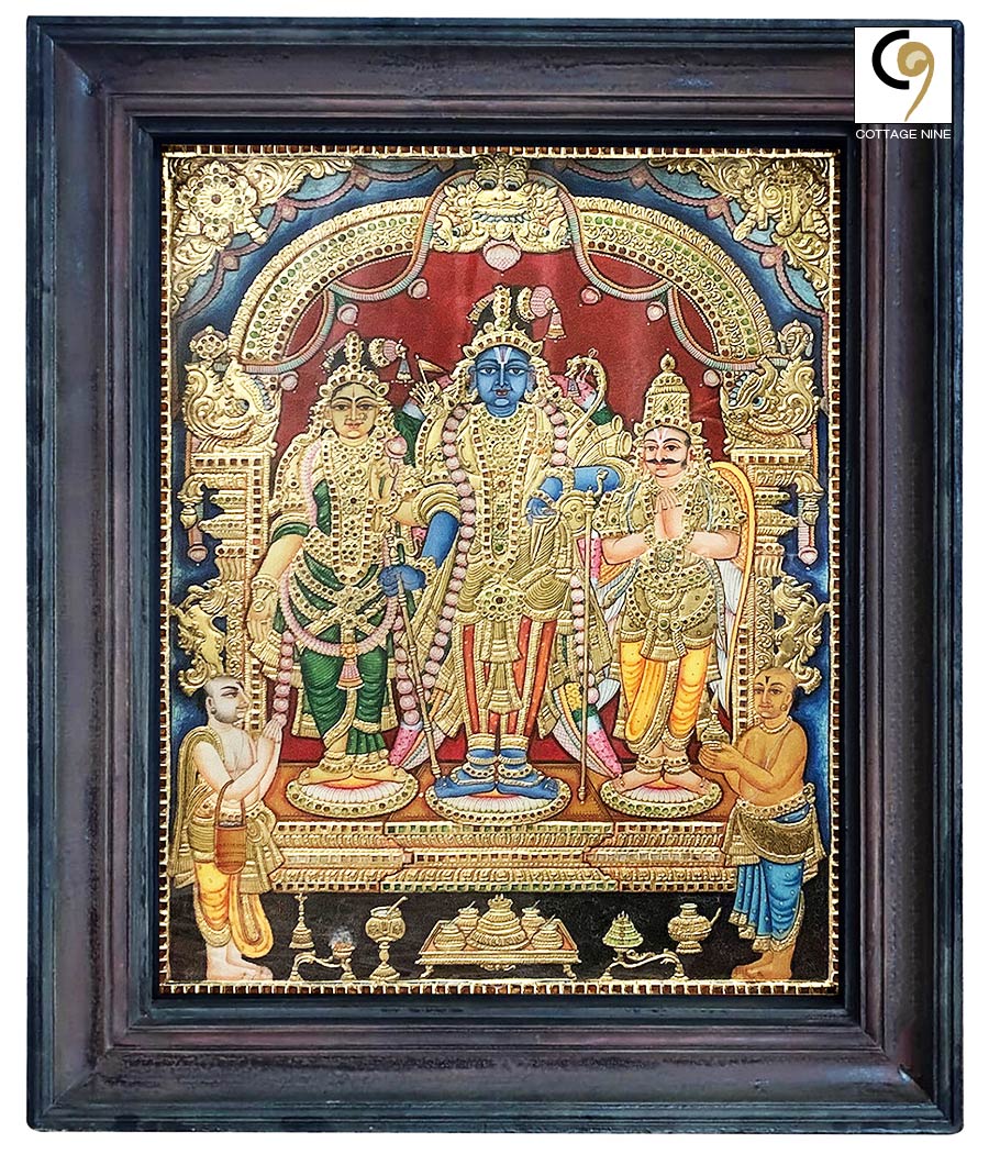 Buy South Indian Tanjore Painting of Andal with Rangamannar Swami